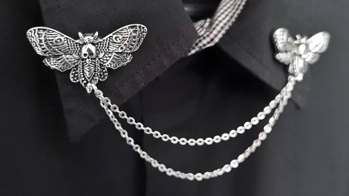 Skull Moth Collar Pin Bug Collar Clips Womens Death Head Moth - Etsy