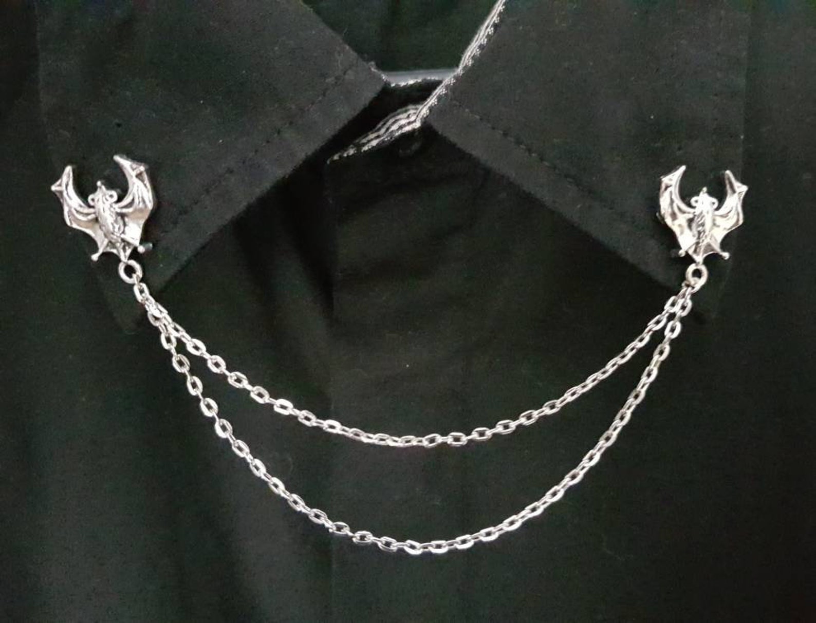 Bat Collar Pin Halloween Jewelry Men's Collar Bar Punk | Etsy