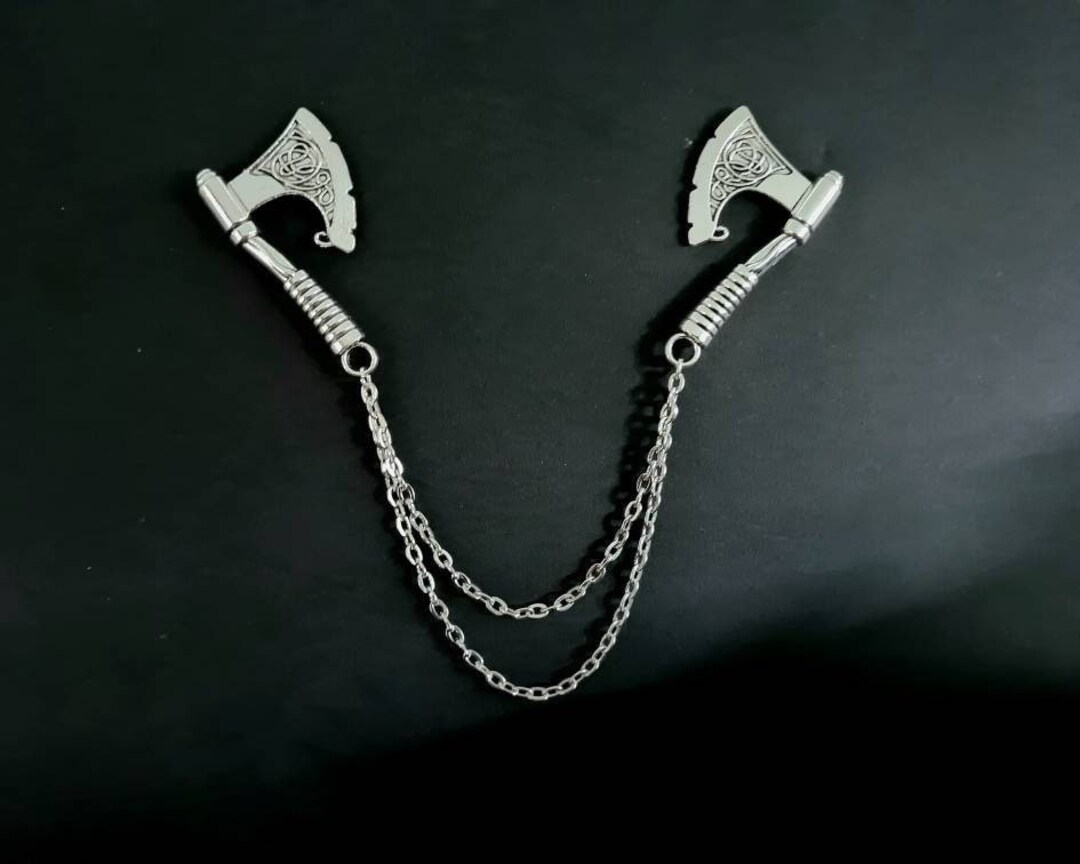 Axe Collar Pin With Chain Jewelry for Halloween Accessories Spooky Bar ...