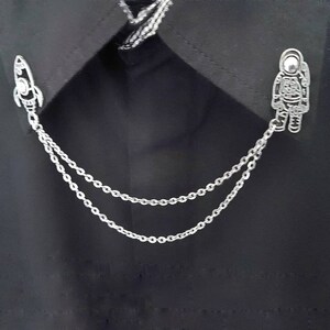Space Collar Pin With Chain Gift for Geek Girl Rocket Brooch Spaceship ...