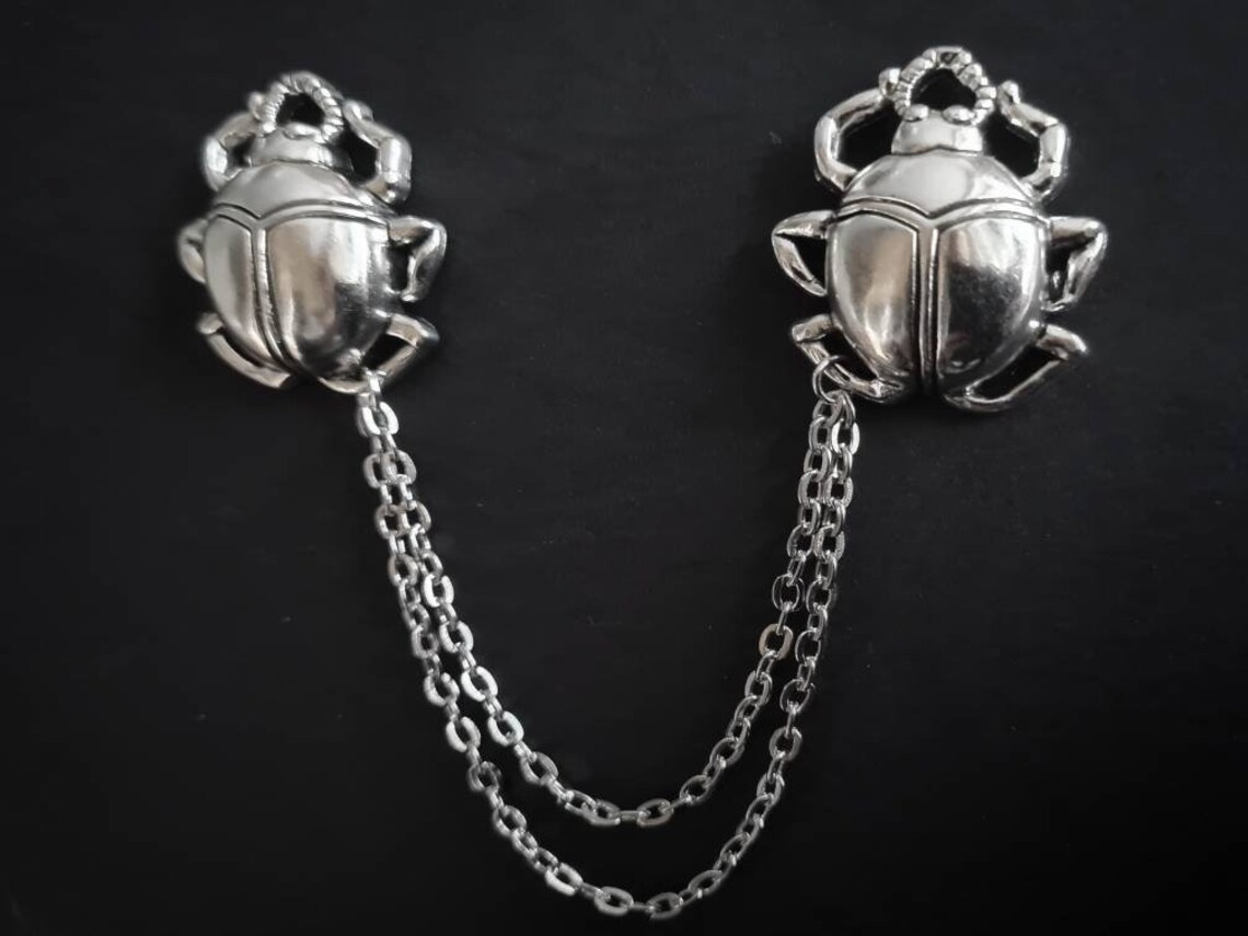 Beetle Collar Pin With Chain Women's Brooch Insect for Her Unisex Gift ...
