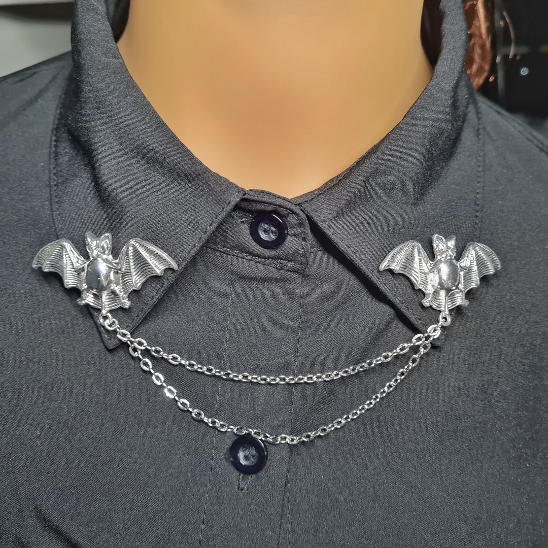 Bat Collar Pin With Chain Punk Accessories Goth Jewlery Gothic Style ...