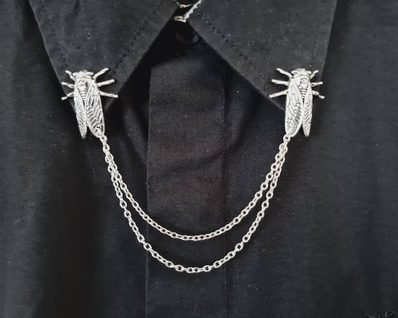 Cicada Collar Pin With Chain Women's Brooch Insect for Her - Etsy
