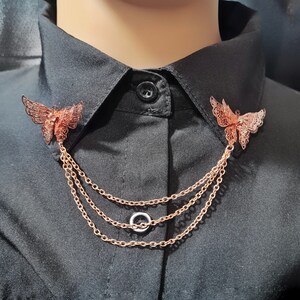 Butterfly Collar Pin With Chain Rose Gold Jewellery Openwork Jewelry ...