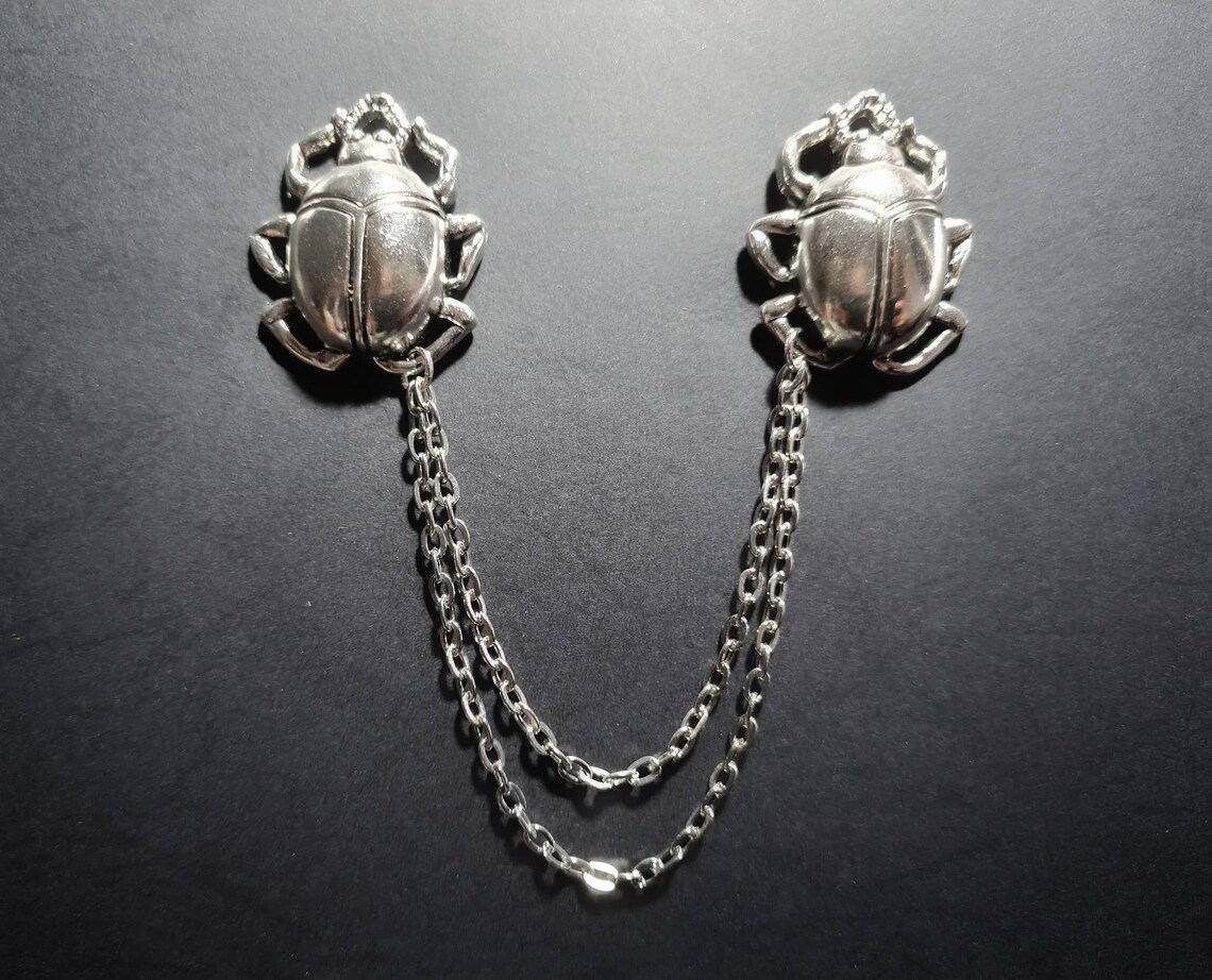 Beetle Collar Pin With Chain Women's Brooch Insect for Her - Etsy