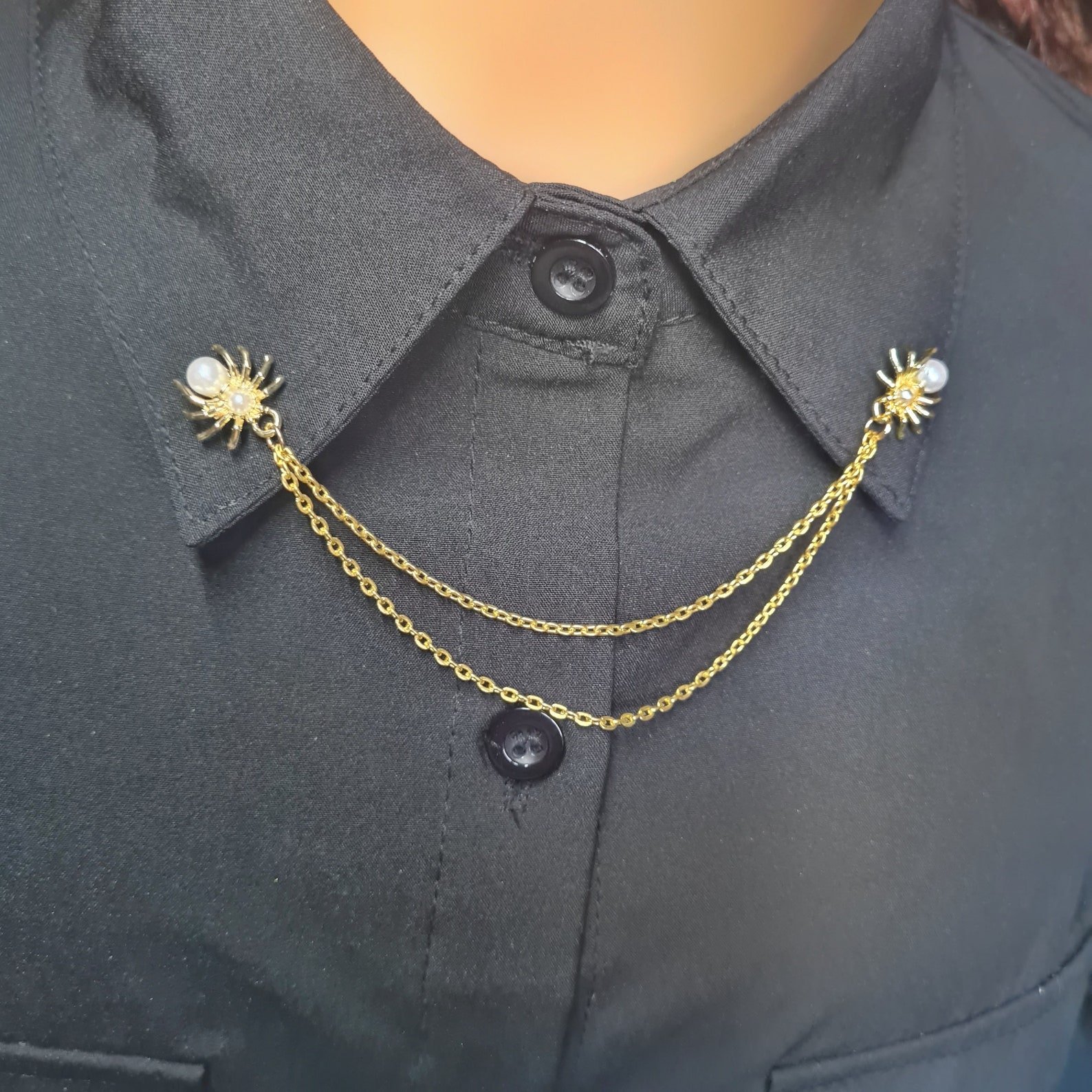 Spider Collar Pin With Chain Halloween Jewelry Costume Spooky Jewellery ...