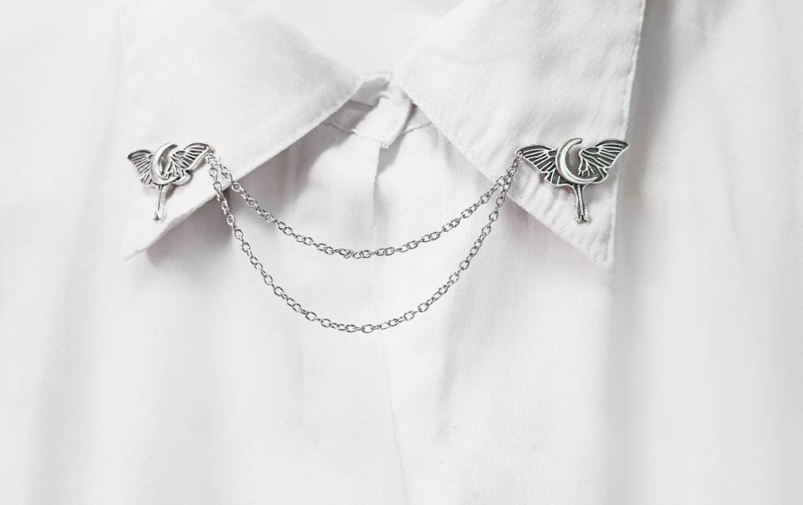 Luna Moth Collar Pin Moon Moth Shirt Clip Celestial Pagan - Etsy
