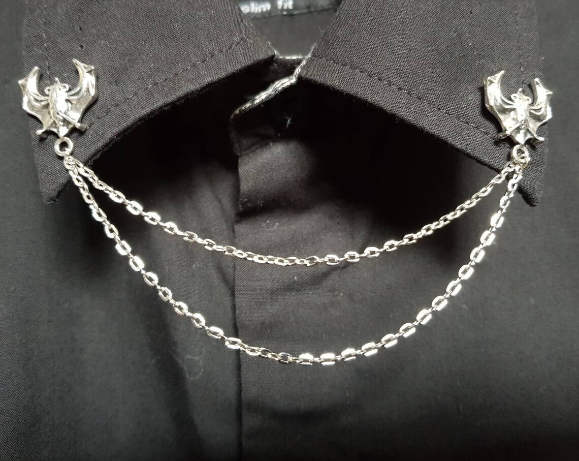 Bat Collar Pin, Halloween Jewelry, Men's Collar Bar, Punk Accessories ...