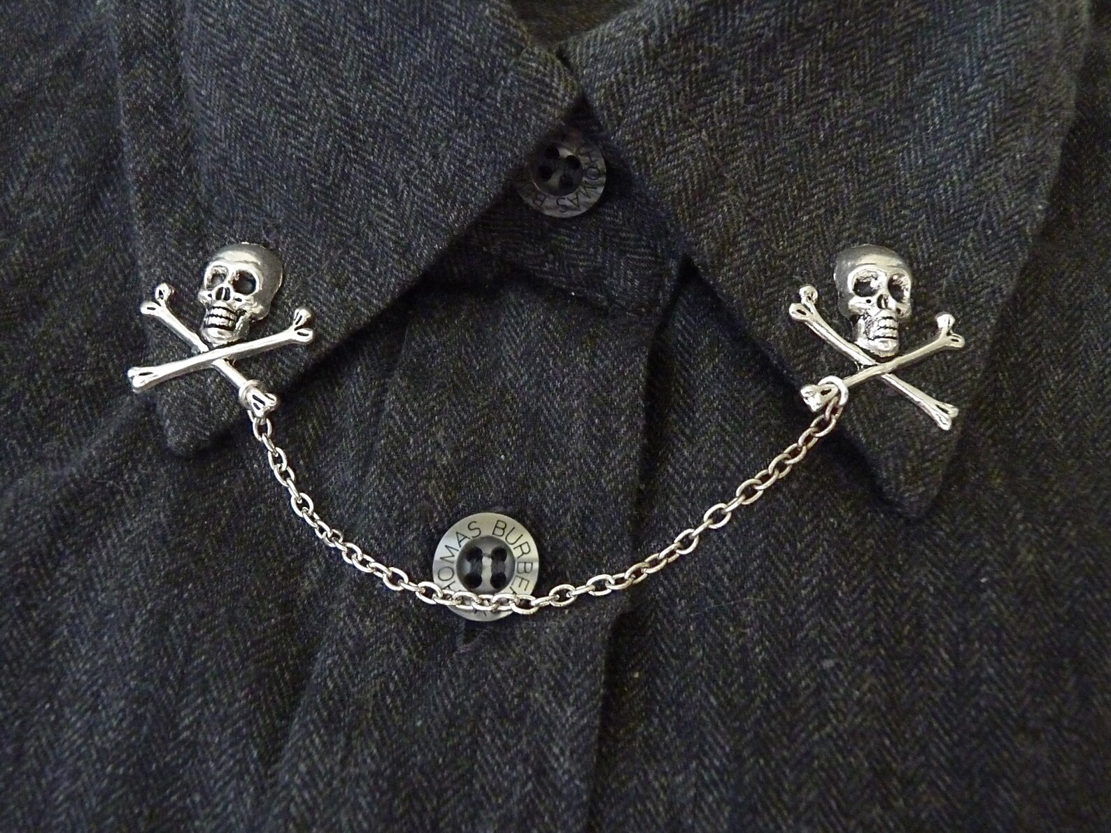 Skull Collar Pin With Chain Lapel Pins for Men Crossbones - Etsy