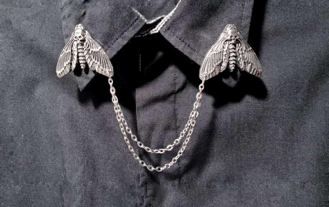 Skull Moth Collar Pin Bug Collar Clips Womens Death Head Moth | Etsy