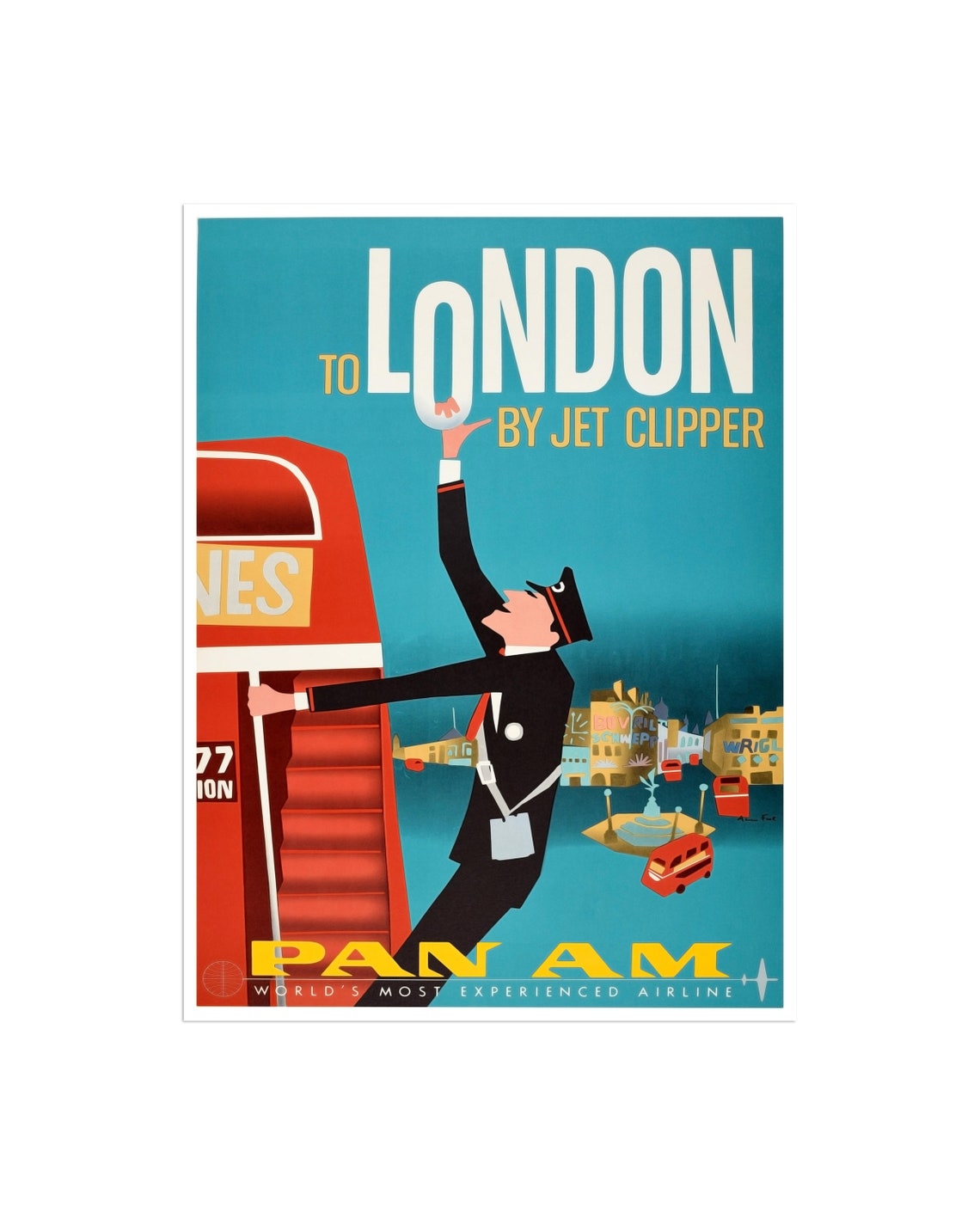 London Travel Poster Vintage Tourism Ad XR1964 - Etsy 日本