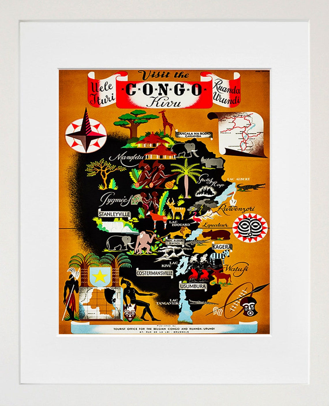 Art Congo Africa Poster Travel Print Vintage African Home | Etsy