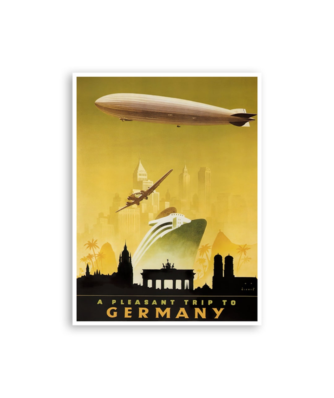 Germany Travel Poster Zeppelin Print German Art (xr4213)a - Etsy