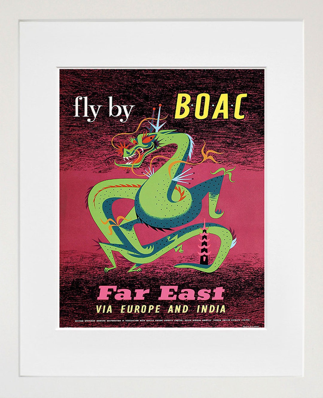 Asian Art BOAC Travel Poster Dragon Print (xr135)a - Etsy