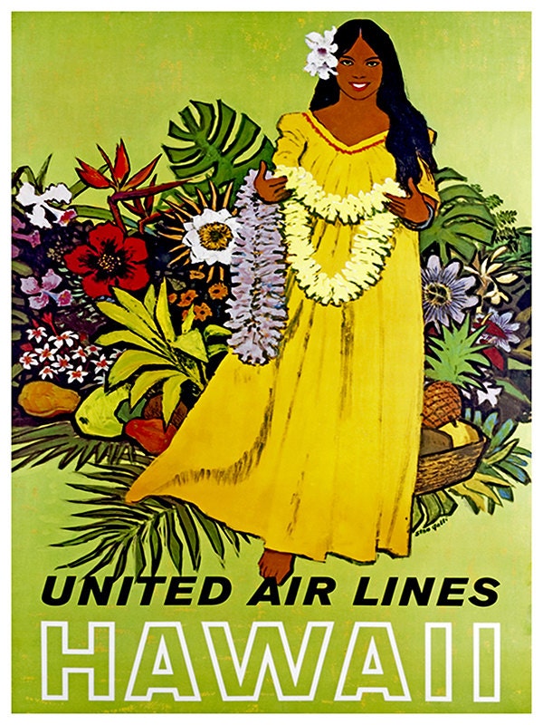 Hawaii Travel Poster Hawaiian Decor Wall Art Print ZT274 - Etsy