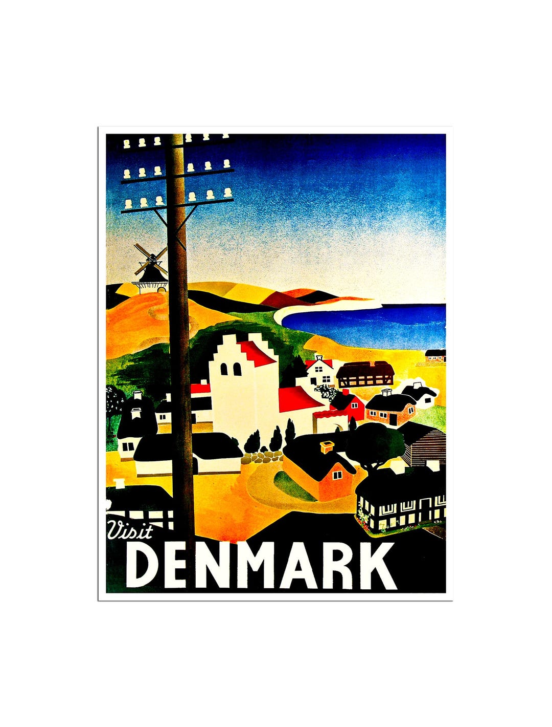 Denmark Travel Poster Danish Art City Print (zt498)a - Etsy