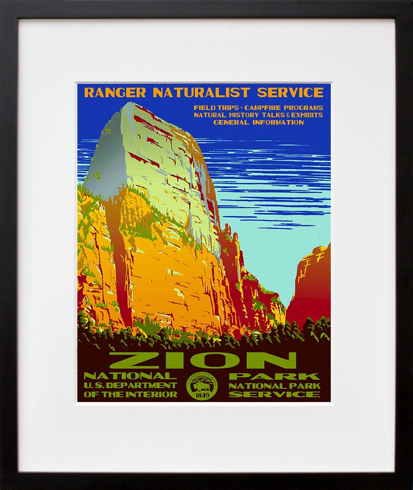 National Parks Poster Zion Utah Travel Art Print Advertising | Etsy