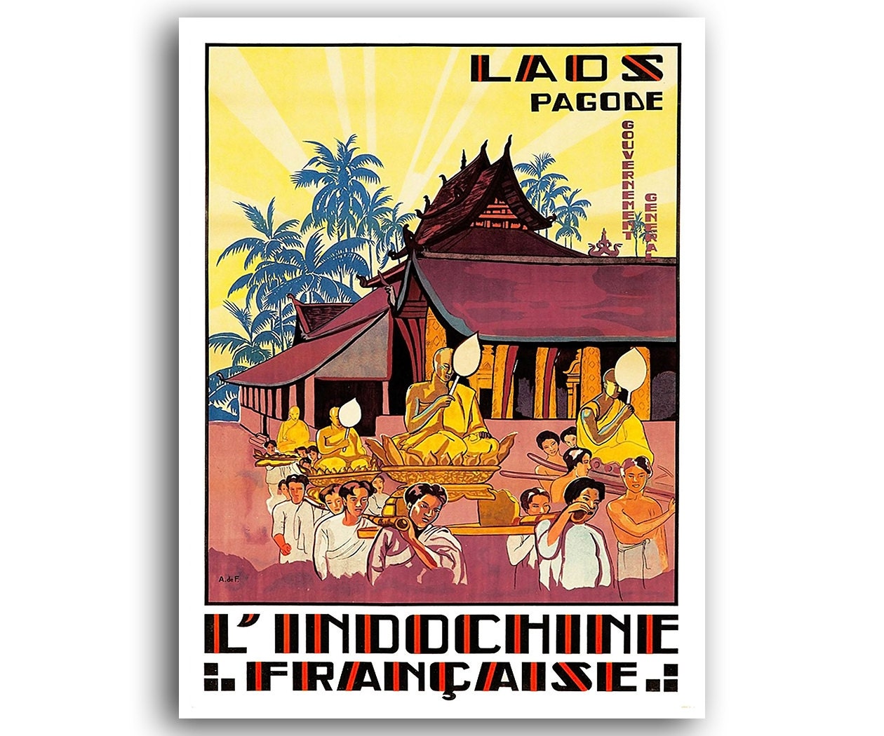 Laos Travel Poster Home Loatian Decor Retro Art Print XR770 | Etsy