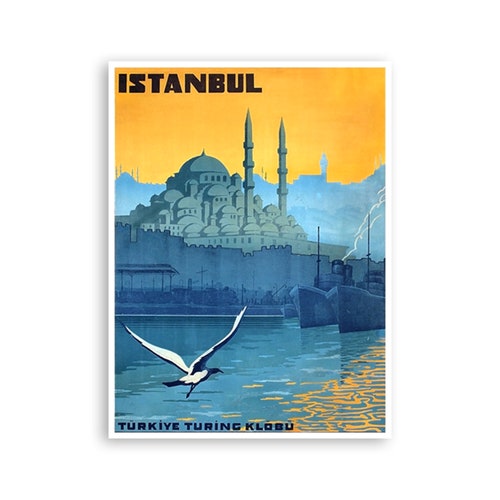 Istanbul Travel Art Turkey Poster Print Vintage Turkish Home - Etsy