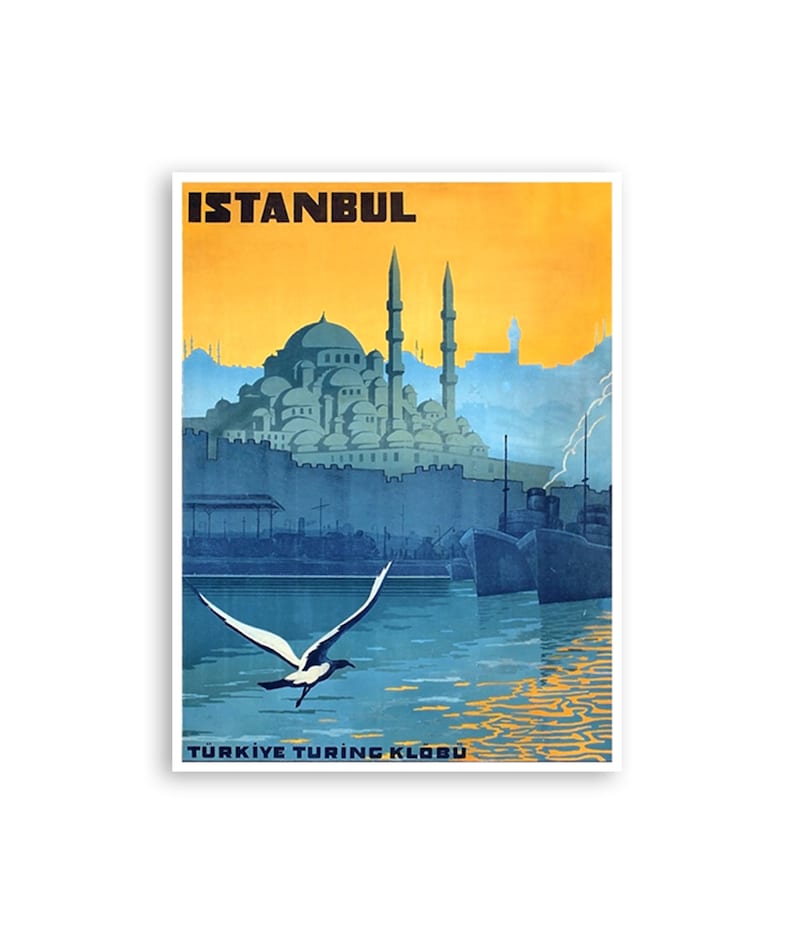 Istanbul Travel Art Turkey Poster Print Vintage Turkish Home - Etsy
