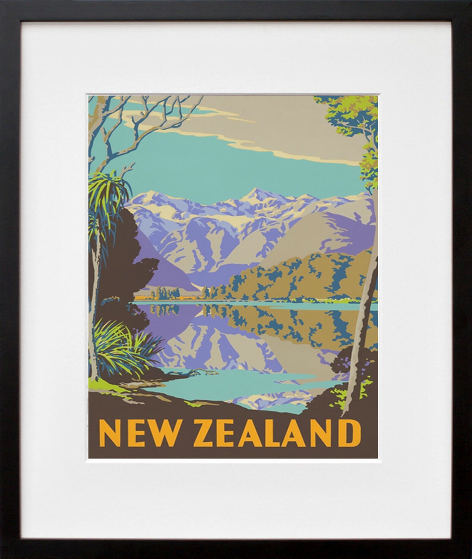 New Zealand Travel Poster Art Print Retro TR114 - Etsy