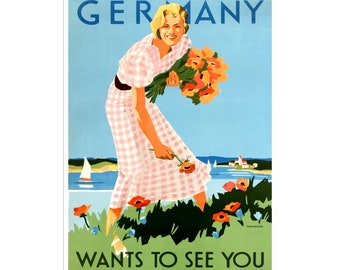 Germany Travel Poster Art Vintage German Print Canvas Hanging Wall ...