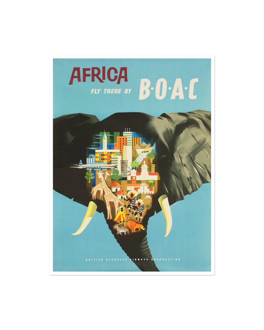 Africa Travel Poster African Art BOAC Airline Print (xr983)a - Etsy