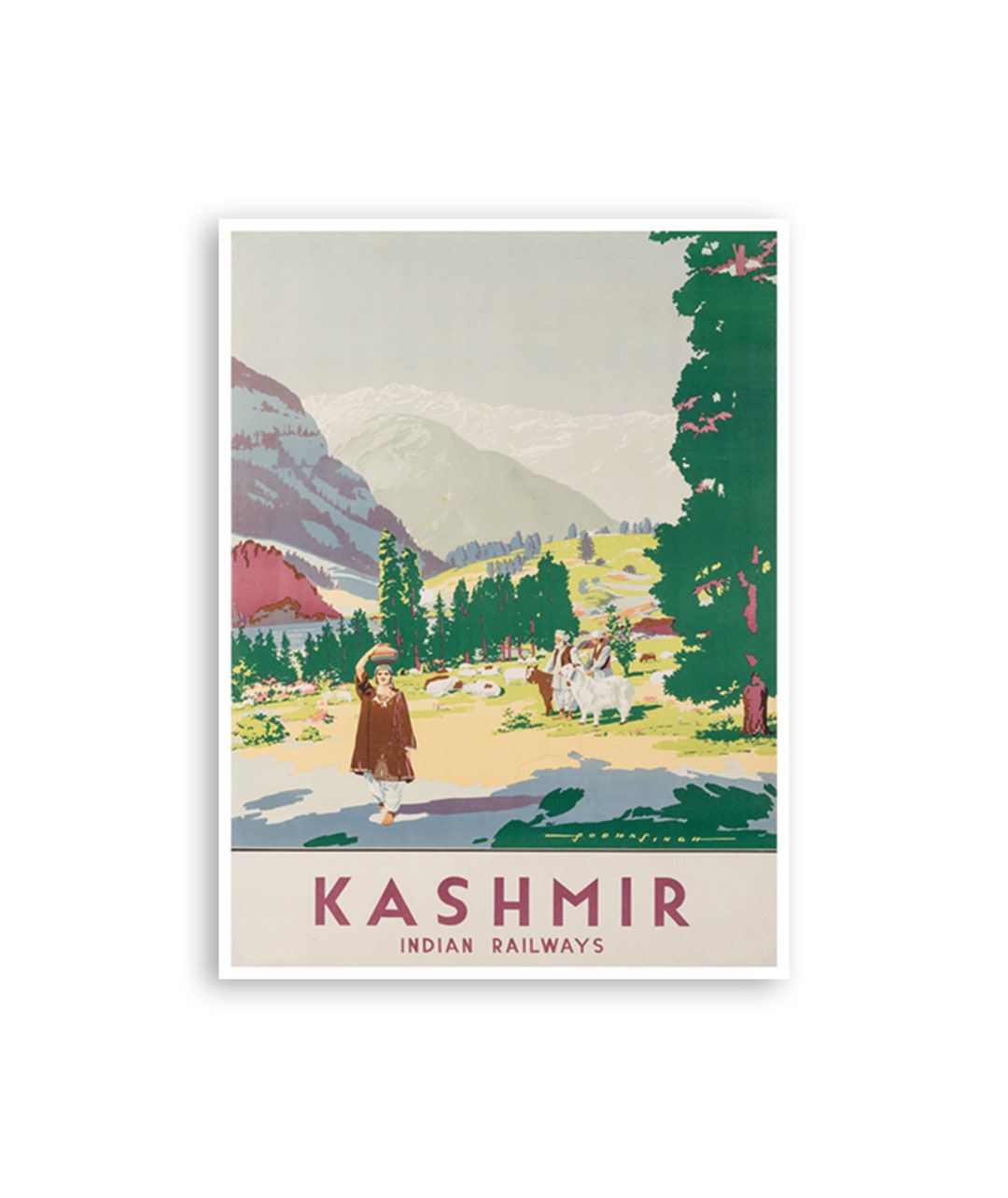 Kashmir Art India Travel Poster Print Indian Sign (xr3346)a - Etsy