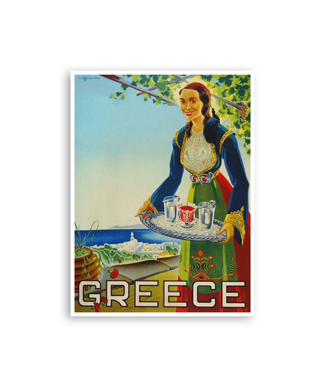 Vintage Greek Art Greece Travel Poster Print Greek Decor XR3097 - Etsy