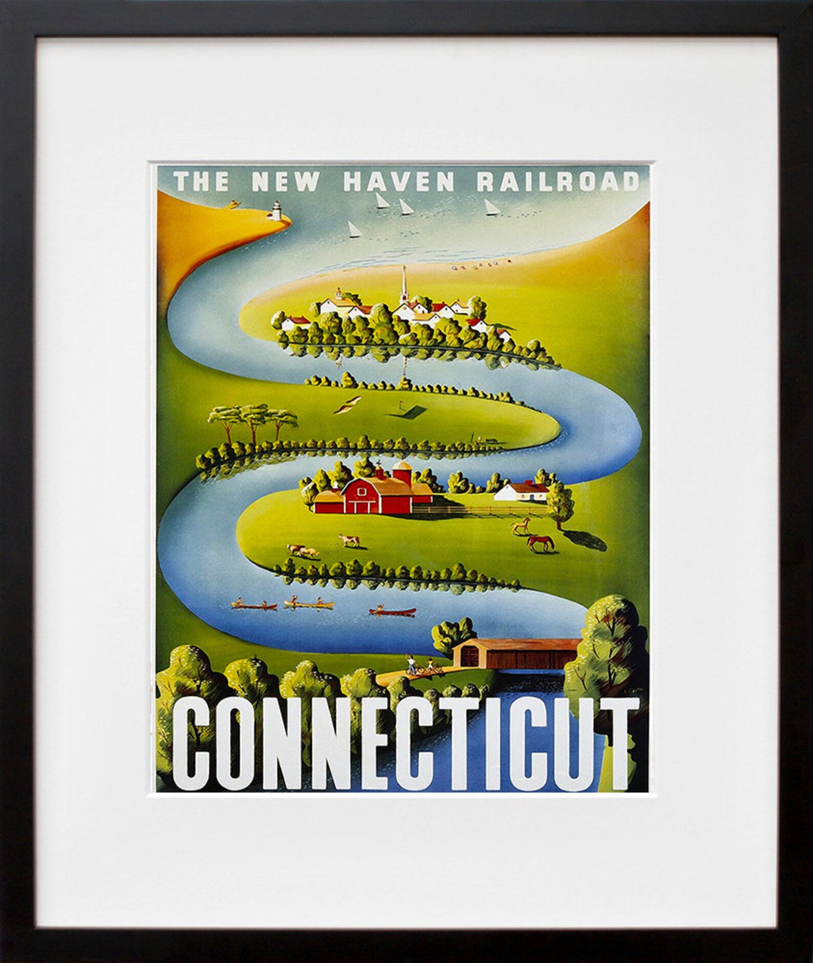 Connecticut Art Vintage Travel Poster Print Home Wall Decor - Etsy