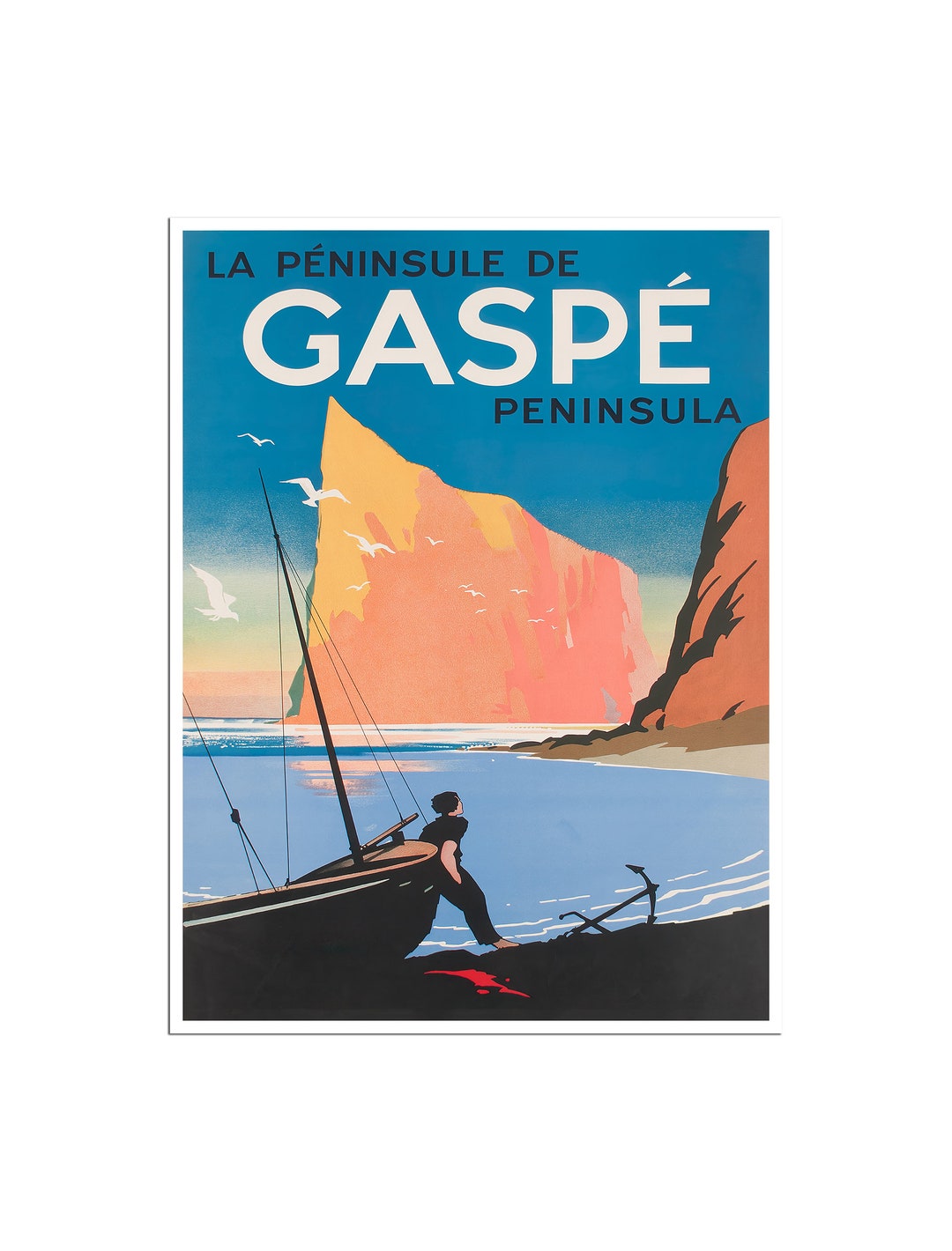 Gaspé Peninsula Art Quebec Travel Poster Canada Print (XR4657) - Etsy