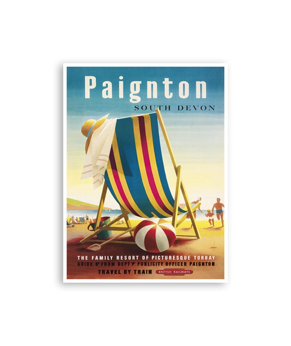 Paignton Art Print South Devon Travel Poster Home Decor - Etsy