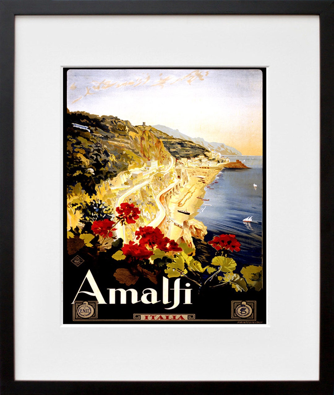 Italian Travel Poster Italy Wall Art Amalfi Print ZT283 - Etsy