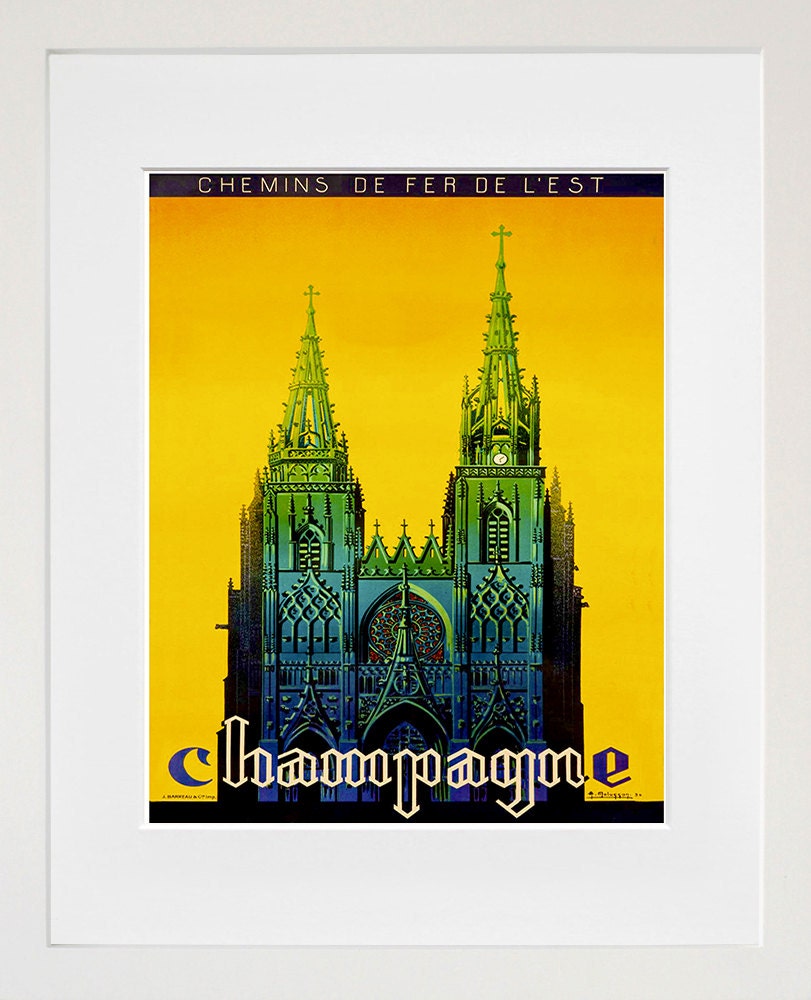 French Art Travel Poster France Champagne Print Home Decor - Etsy