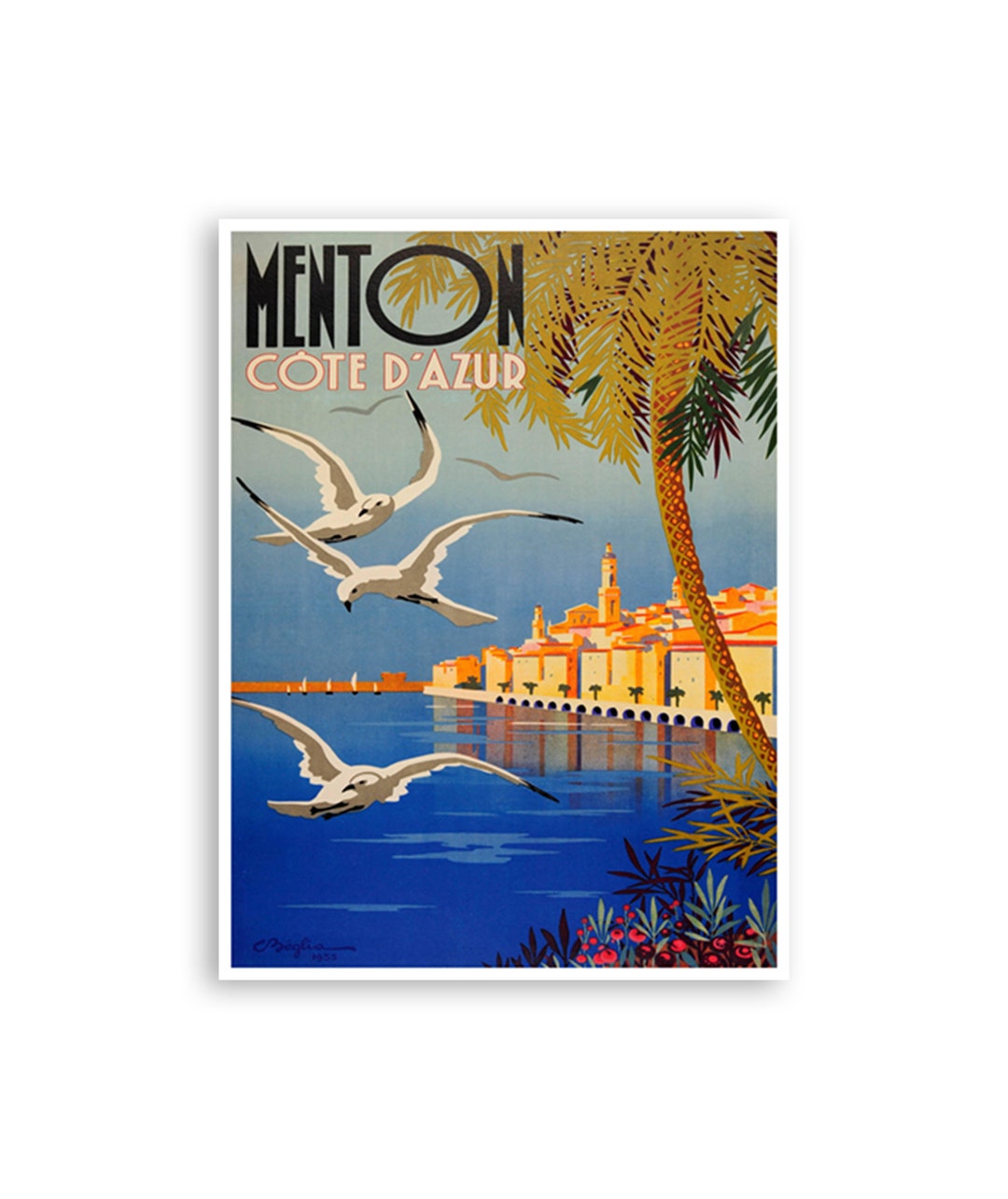 Menton France Art French Riviera Travel Poster Art Print French Vintage ...