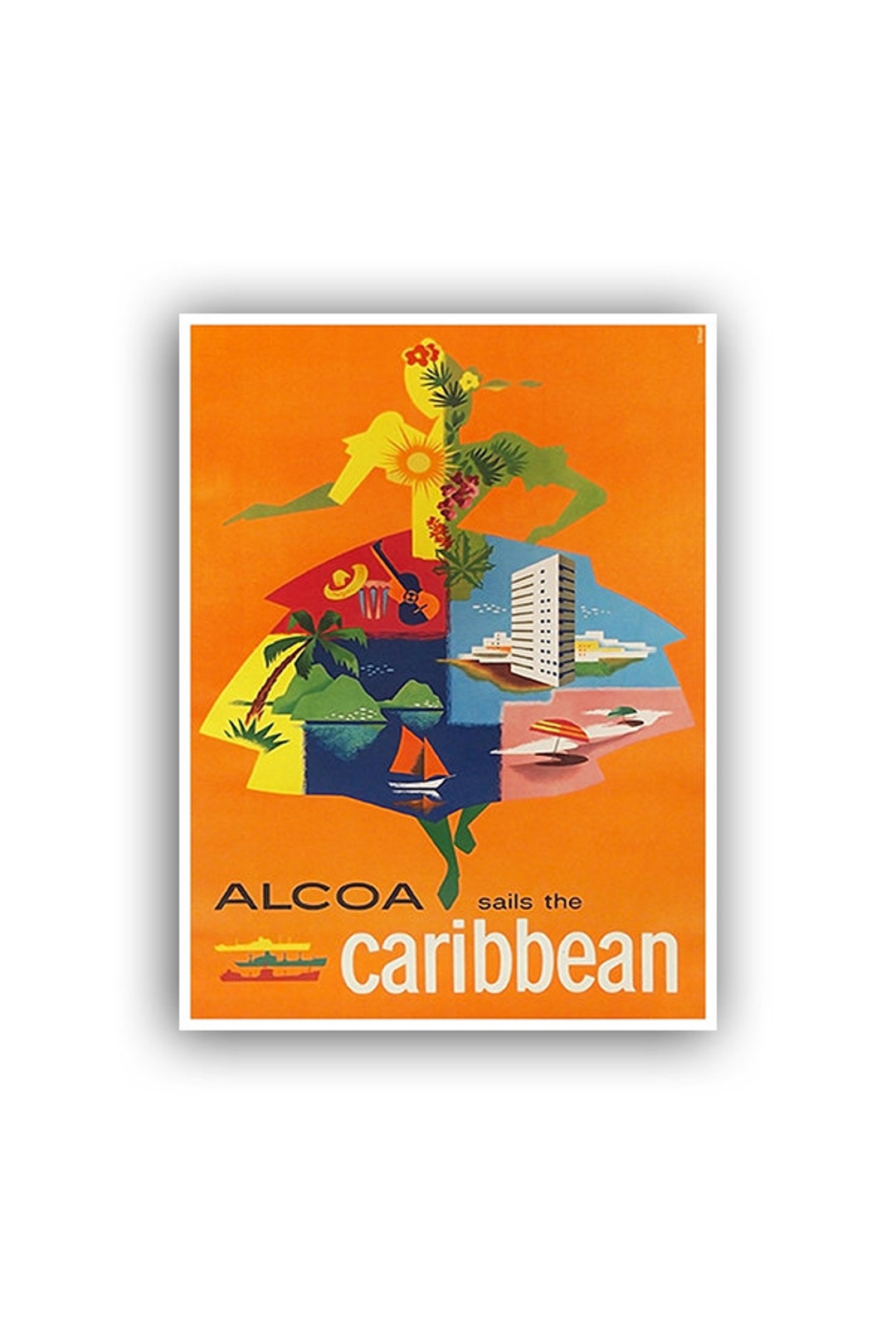 Caribbean Vintage Travel Poster Wall Art Print XR1561 - Etsy