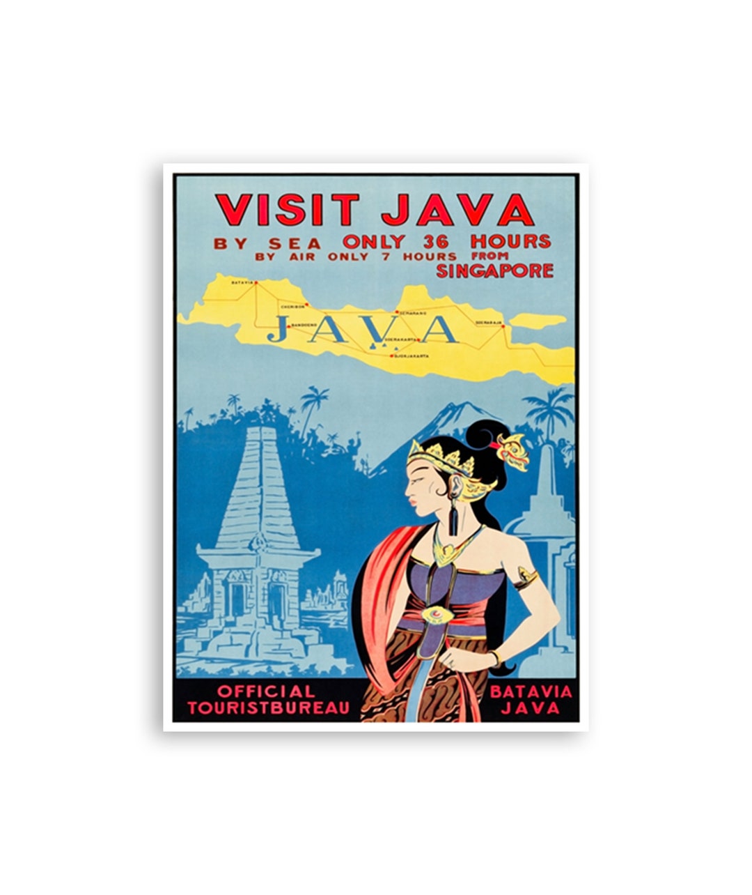 Vintage Java Art Indonesia Print Travel Poster Home Decor XR1765 - Etsy