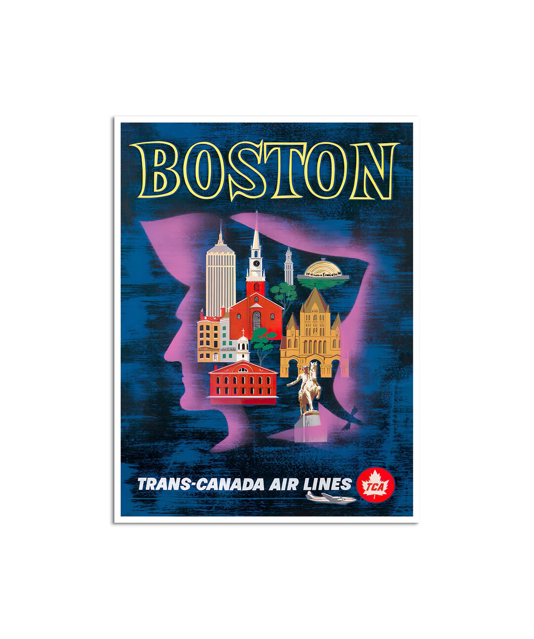 Boston Travel Poster Vintage Massachusetts Art Gift Print (XR4484) - Etsy