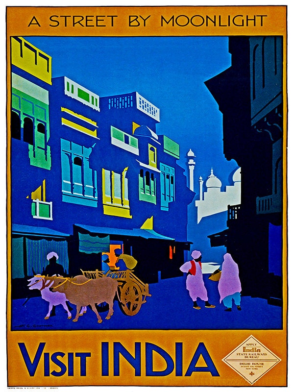 India Art Wall Decor Travel Poster Print Vintage ZT228 | Etsy