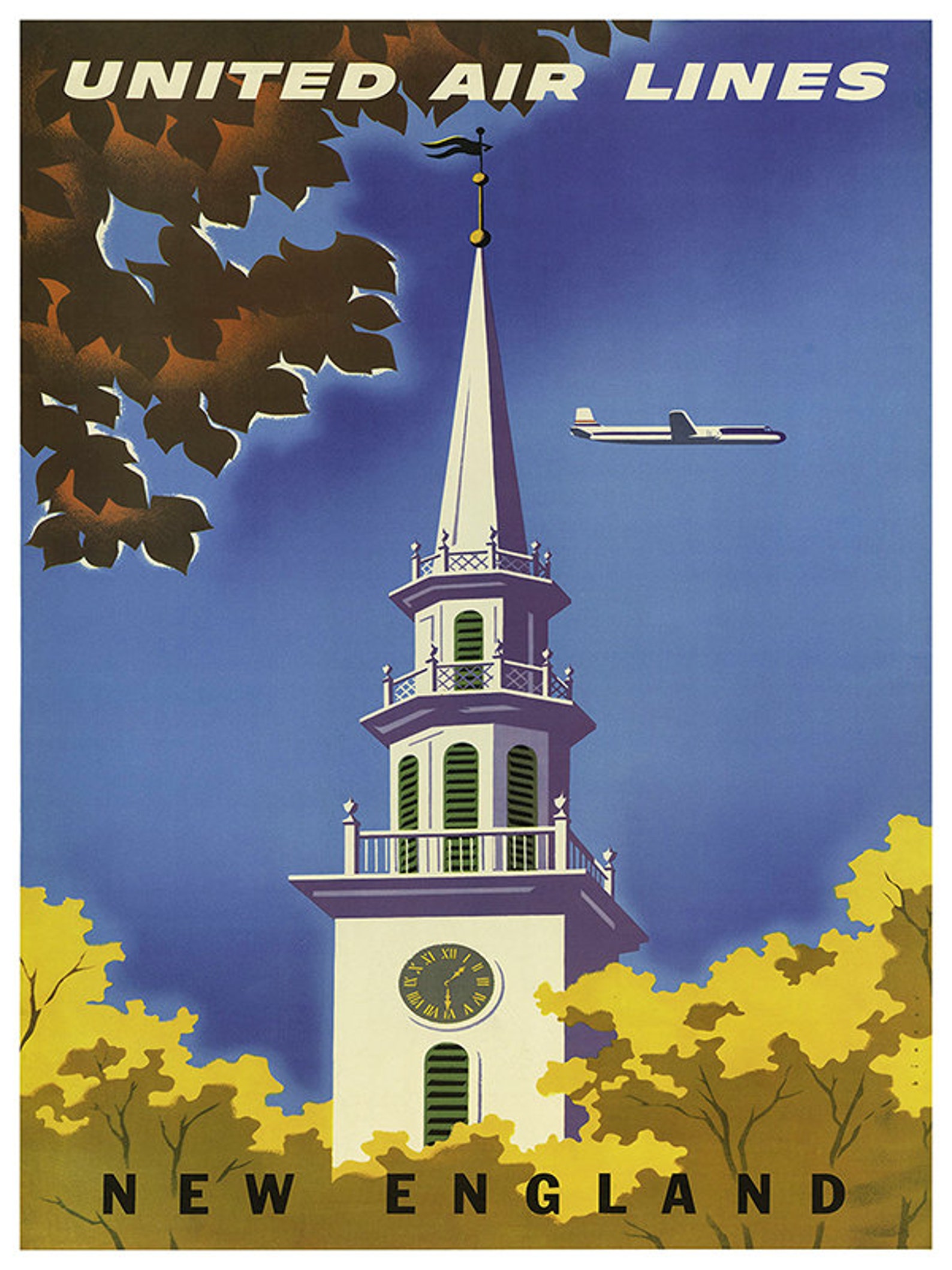 Travel Poster New England Vintage Art Print TR143 - Etsy