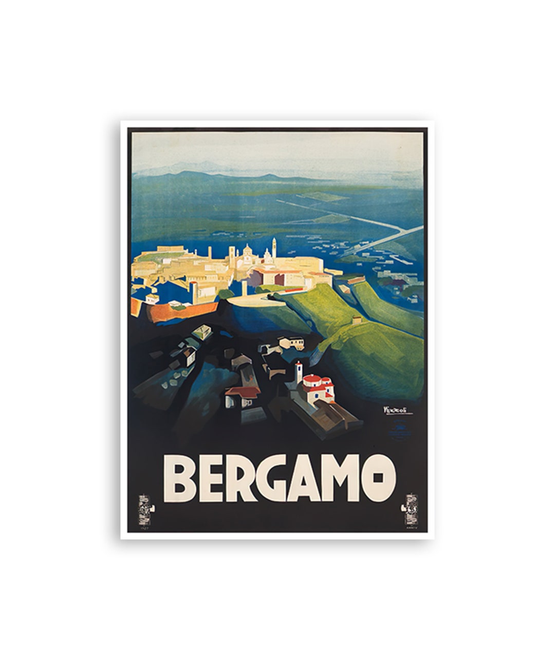 Bergamo Italy Art Print Travel Poster Retro Italian Home Decor (XR4090 ...