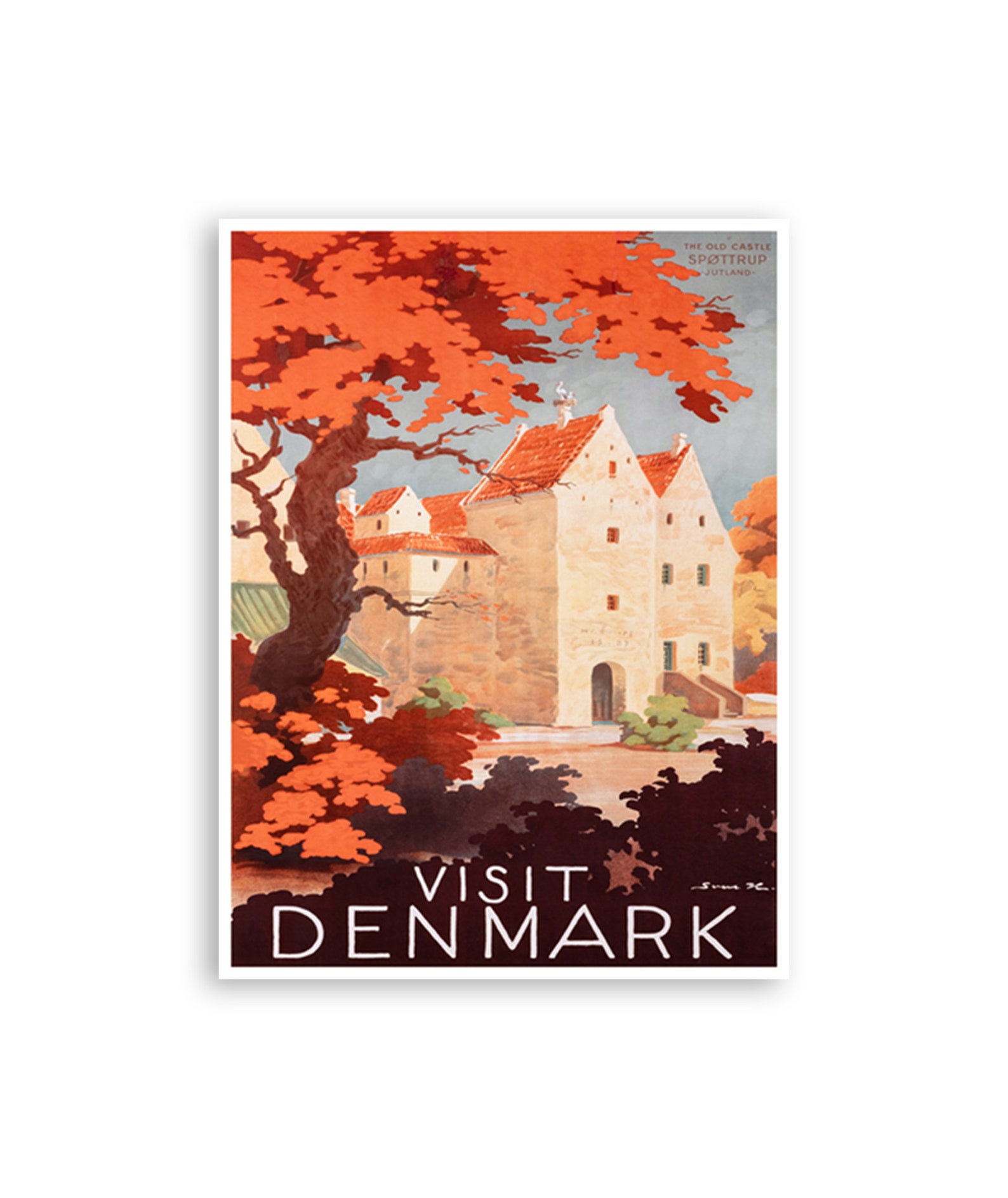 Denmark Wall Art Vintage Print Travel Poster Retro Danish Home Decor ...
