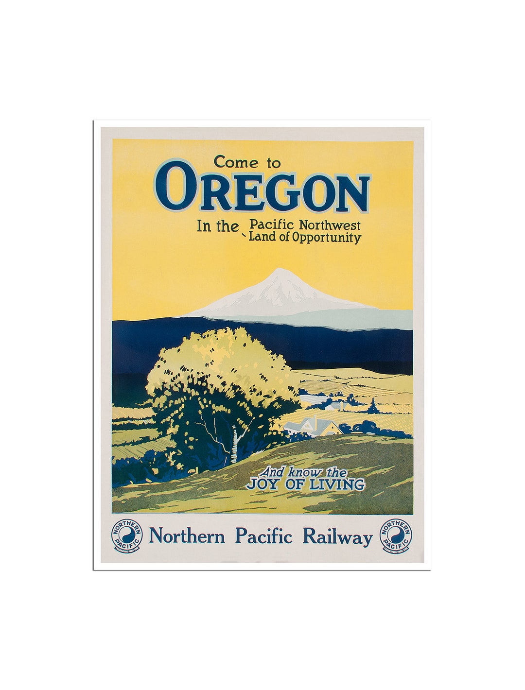 Oregon Travel Poster Northern Pacific Railway Art Oregonian Print ...