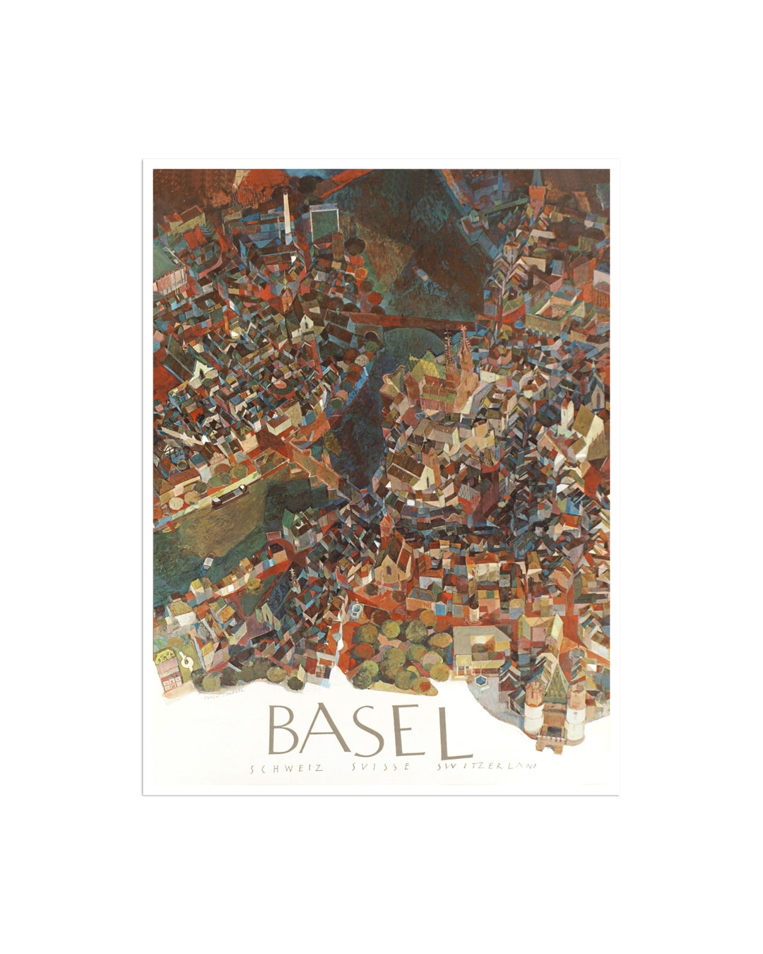Basel Poster Swiss Travel Decor Switzerland Art Retro Print (XR2621) - Etsy