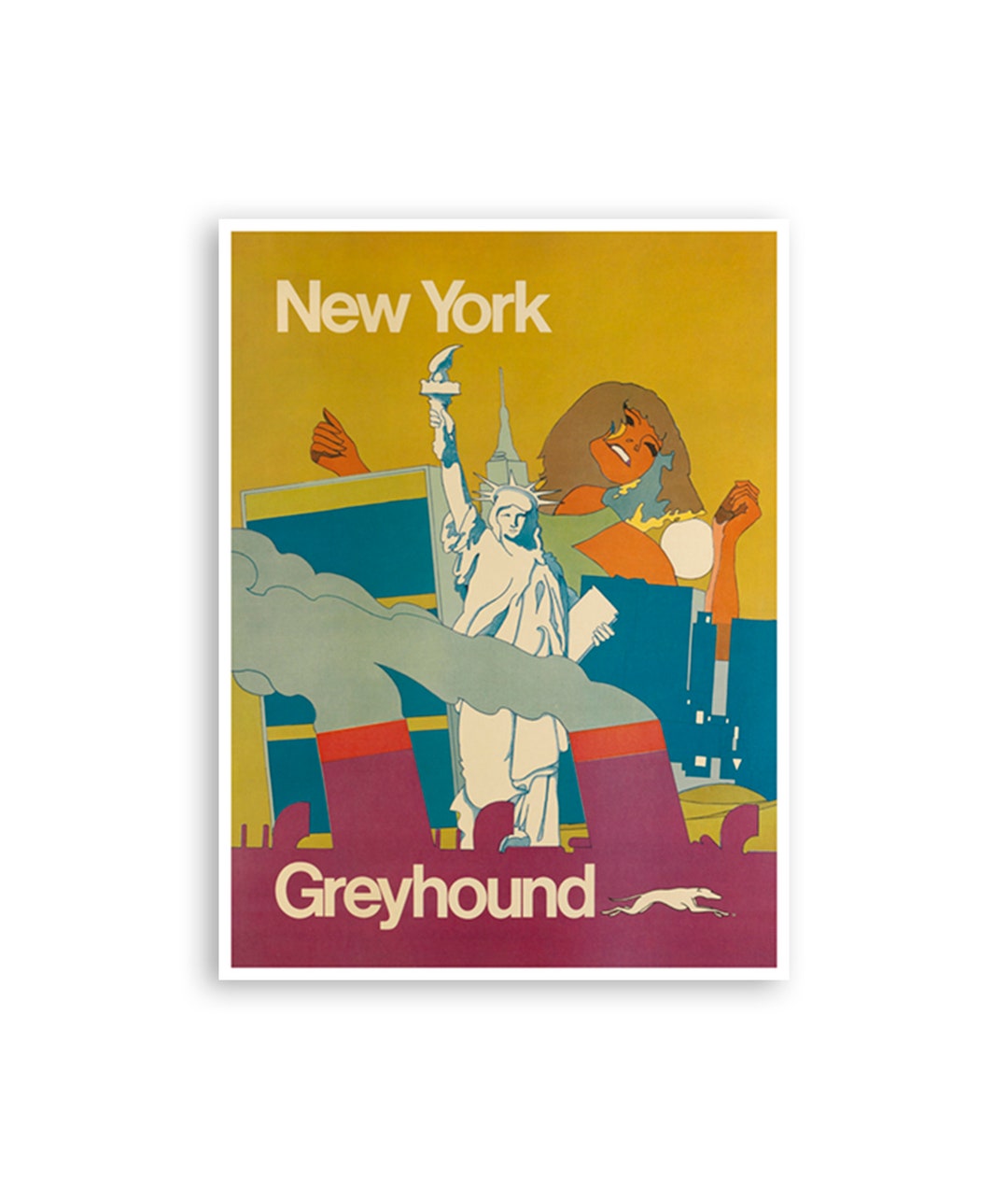 New York Art Travel Poster Go Greyhound Print (xr2917)a - Etsy