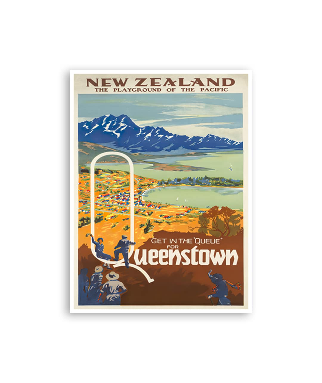 Queenstown Art New Zealand Print Vintage Travel Poster Retro Wall Decor ...