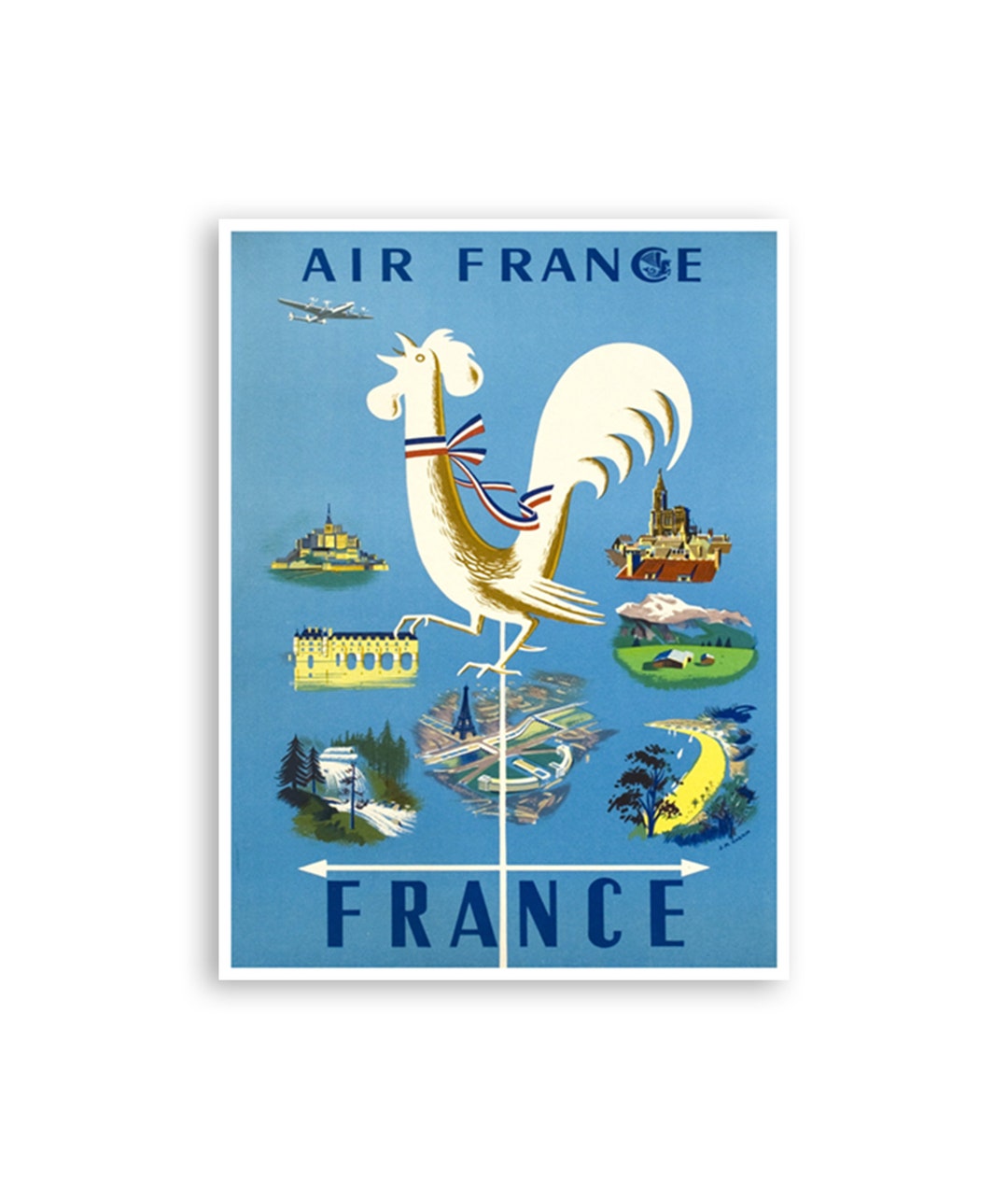 France Travel Poster Art Print French Vintage Home Decor (XR3038) - Etsy