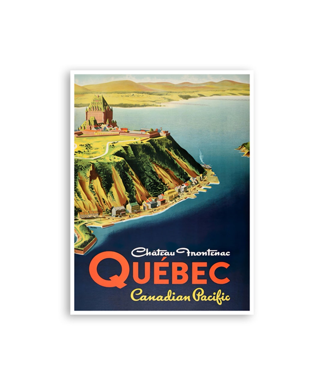 Quebec Art Canada Travel Poster Chateau Frontenac Print (xr4333)a - Etsy