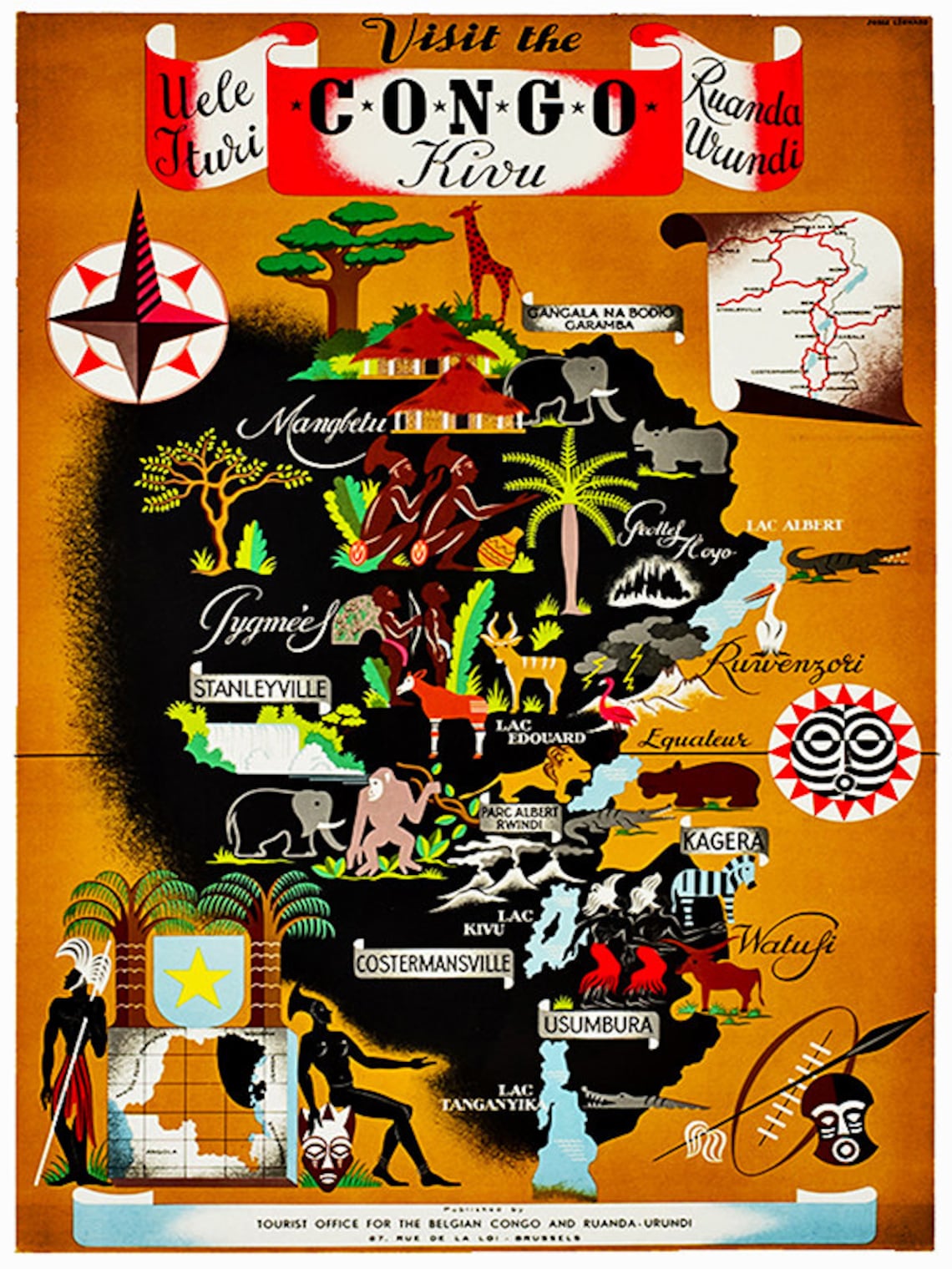 Art Congo Africa Poster Travel Print Vintage African Home | Etsy