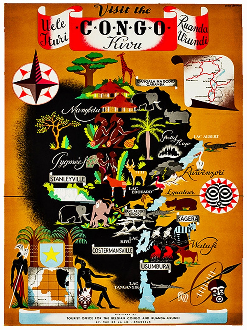 Art Congo Africa Poster Travel Print Vintage African Home | Etsy